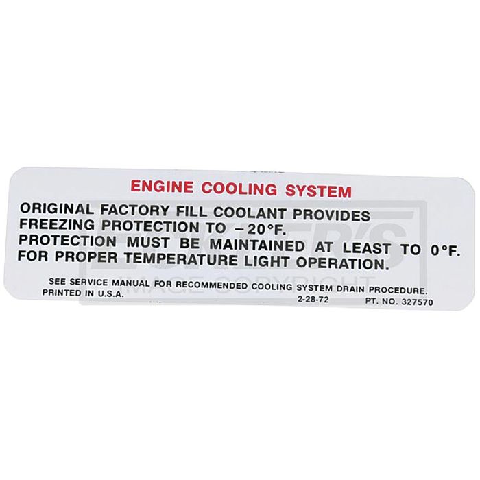 Eckler's El Camino Engine Compartment Decal | Caution Cooling System ...