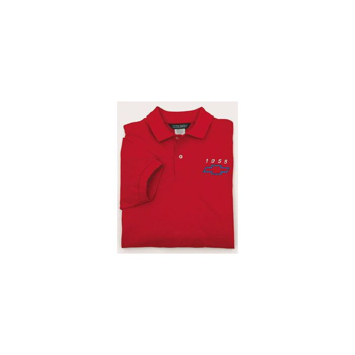 Chevy Polo Shirt, With Bowtie Logo, Red, XLarge, 1955