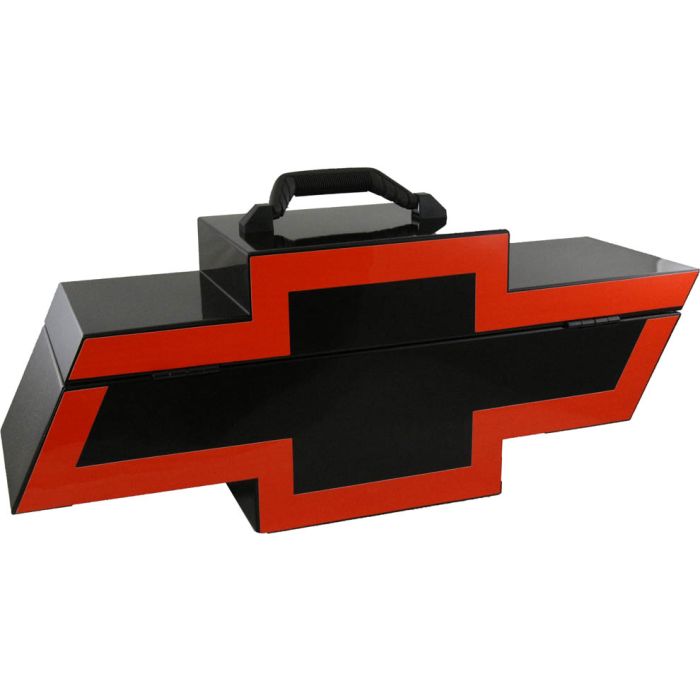 Chevy Bowtie Shaped Portable Tool Box Black Red